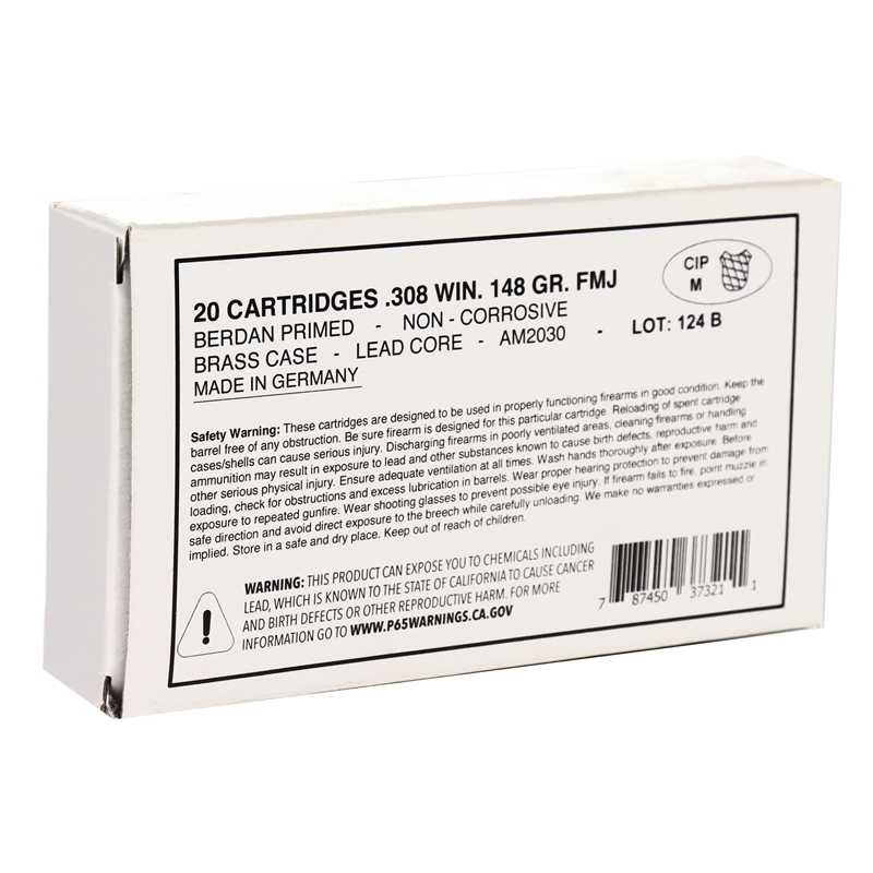 Military Surplus – German – 308 Win – 148 Grain – FMJ – 1,000 Rounds