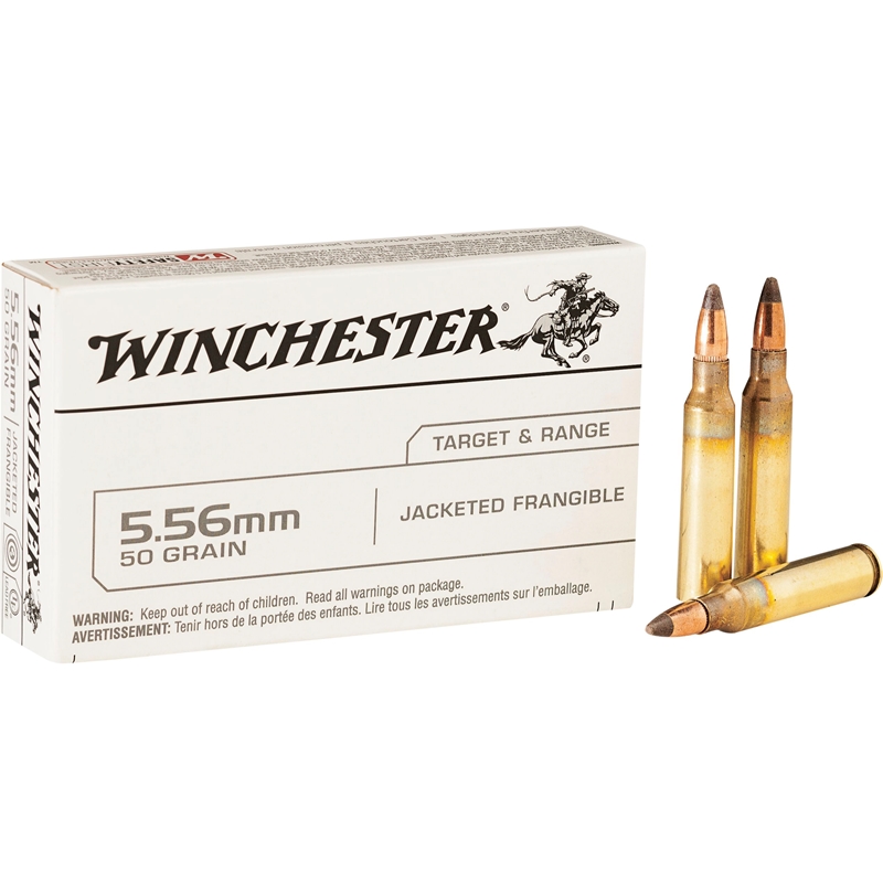 Winchester USA Target 5.56mm NATO Ammo 50 grain Jacketed Frangible ...